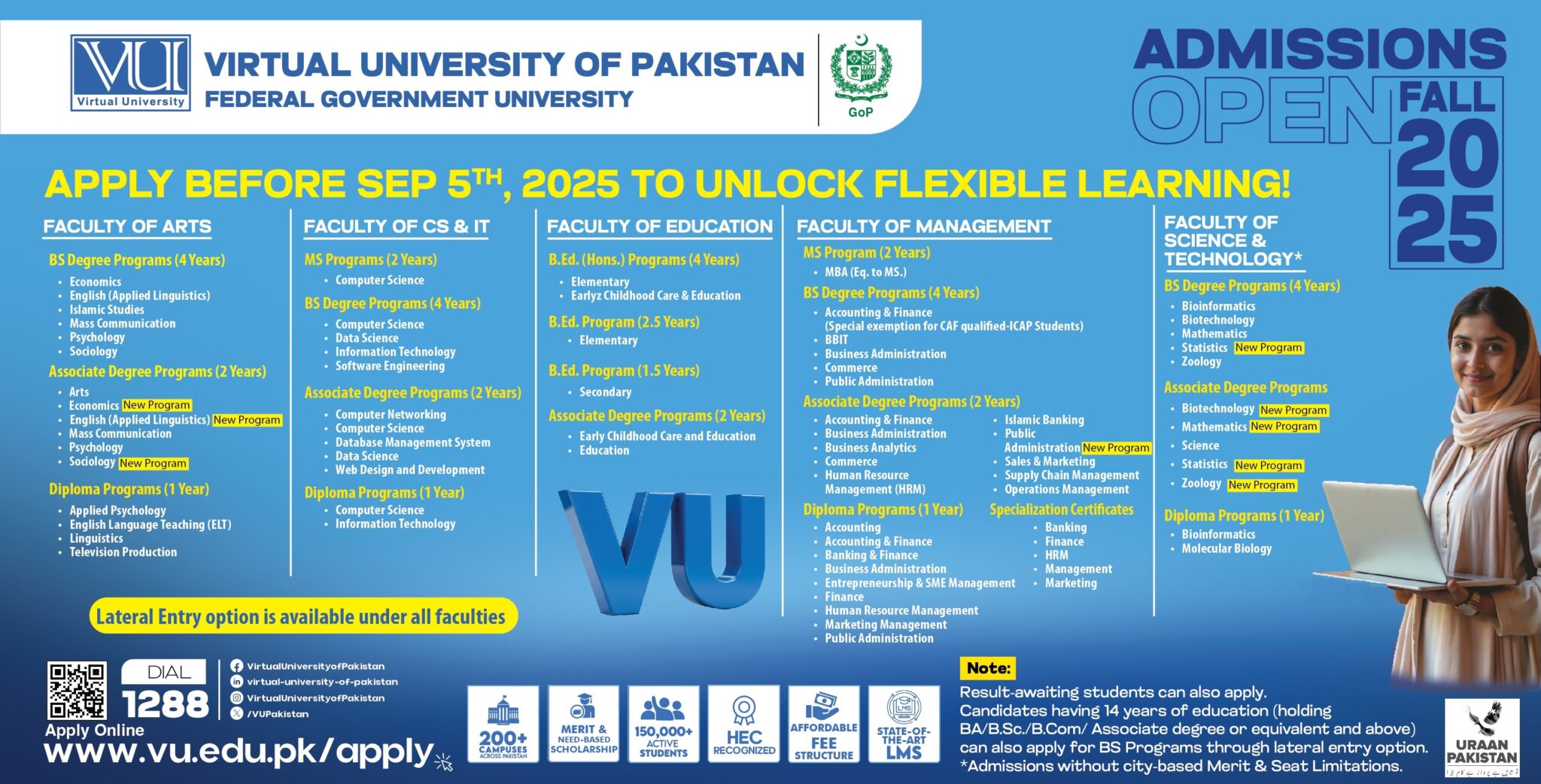 Virtual University Admission 2025 For All Bs Programs